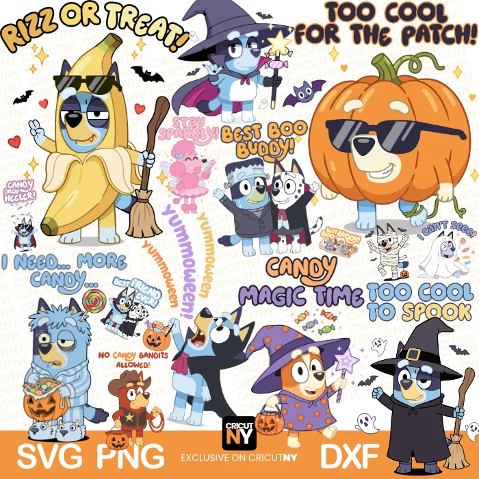 Bluey Halloween SVG & Printable Bundle | Candy Drop Heeler & Pumpkin ...
